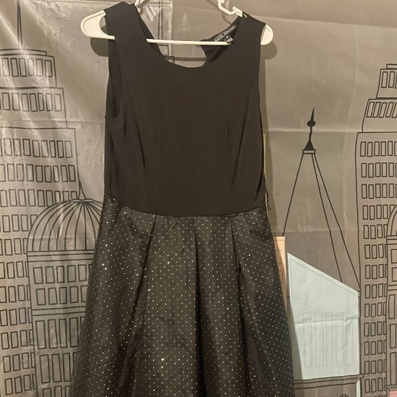 karin stevens | Dresses | 98s Karin Stevens Black Sleeves Taffeta Gold ...